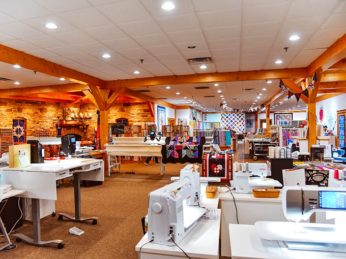 Sewing heaven! Modern machines meet timeless craftsmanship in a space where creativity flows as freely as conversation.