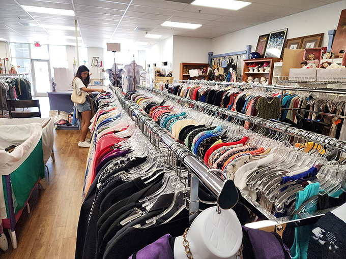 Serious shoppers know the drill: methodically check every rack because in thrift paradise, the next hanger might hold your new favorite outfit.