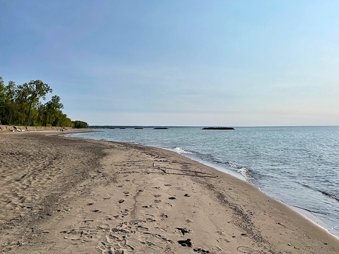 Where sand meets freshwater, Presque Isle's shoreline curves gracefully, creating a natural gallery of ever-changing waterscapes.