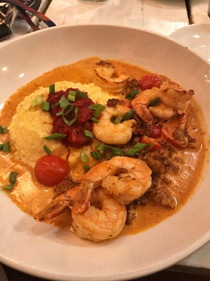 Shrimp and grits that would make a Southerner weep with joy&mdash;plump crustaceans swimming in a sauce worthy of Olympic gold.