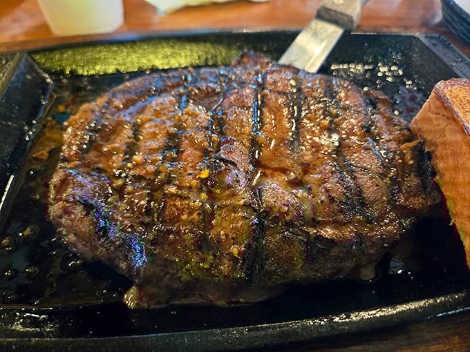 That sizzling sirloin isn't just a steak; it's a masterpiece of char and juiciness that makes vegetarians question their life choices.