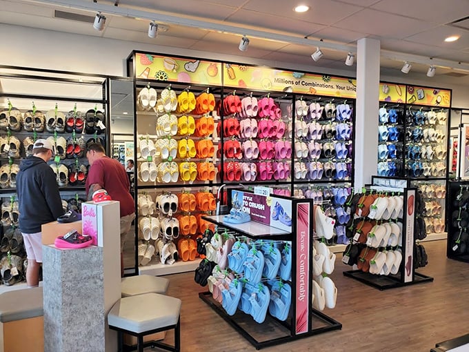 A rainbow of Crocs that proves comfort doesn't have to be colorless. Your feet and your wallet can both be happy here.