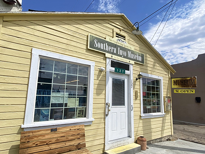 The cheerful yellow Southern Inyo Museum stands as the town's sunny keeper of local history, inviting curious travelers to step inside and journey back in time.