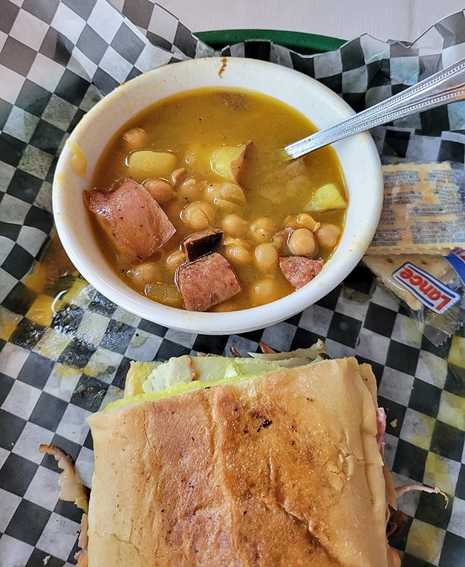 The Spanish Bean Soup arrives like a warm hug in a bowl&mdash;chunks of sausage and potatoes swimming alongside chickpeas in a broth that whispers family secrets. 