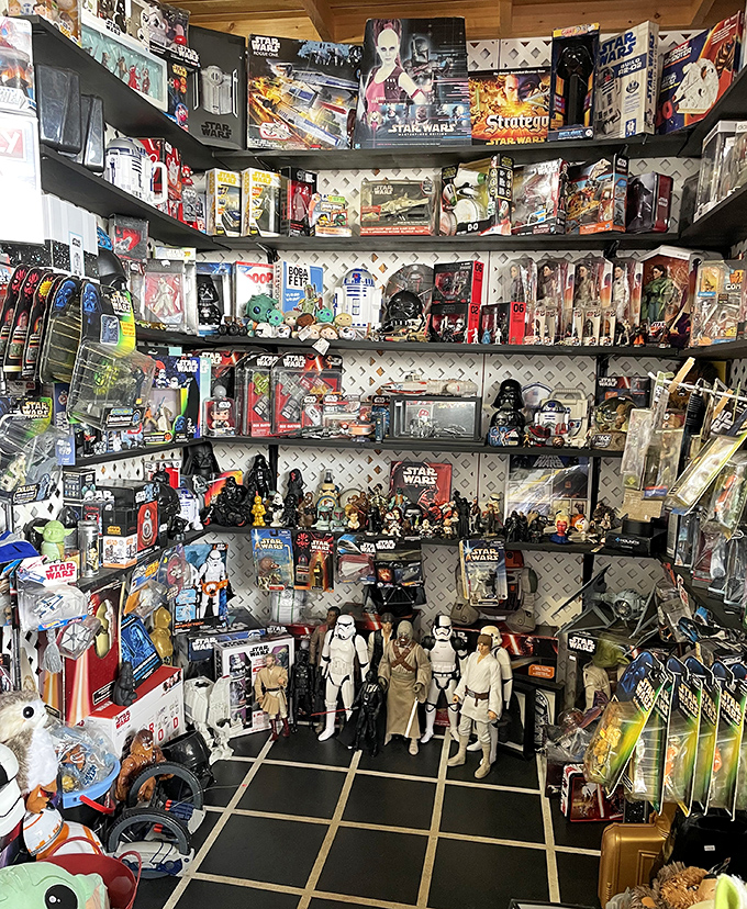 A galaxy of Star Wars collectibles not so far, far away. This vendor's dedication rivals the Jedi Order's commitment to maintaining peace in the universe.