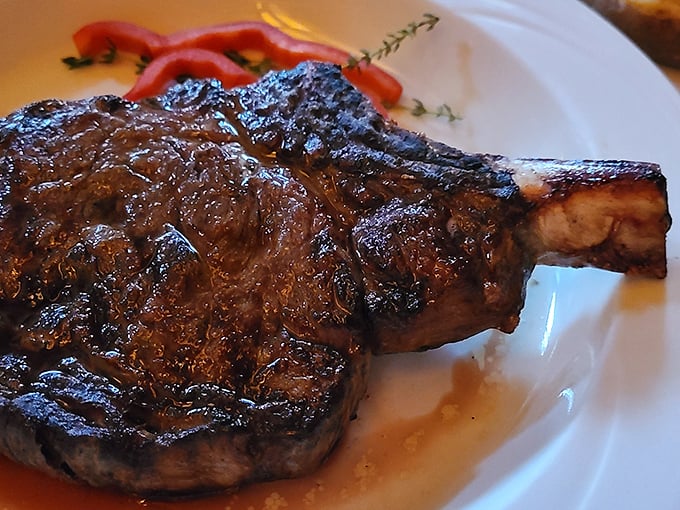 Behold the bone-in ribeye that proves Wisconsin doesn't mess around when it comes to serious steak craftsmanship.