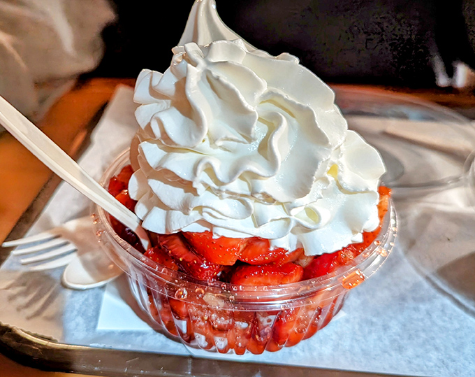 Fresh strawberries crowned with a cloud of whipped cream &ndash; desserts here aren't just served, they're presented with Midwestern generosity.