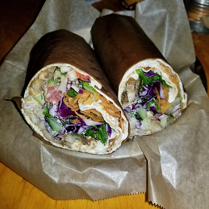 Behold the Street D&ouml;ner Wrap in all its glory&mdash;a perfect spiral of meat, veggies, and sauce that makes burritos jealous.