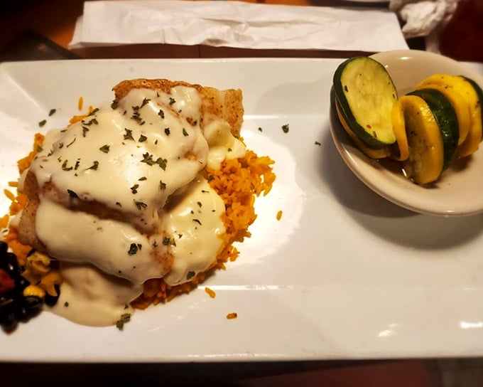 Stuffed grouper that makes you wonder why anyone bothers with chicken when fish tastes this magnificent.