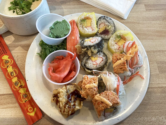 Sushi that doesn't play by the rules &ndash; colorful, creative rolls arranged with the kind of artistic flair that makes you hesitate before devouring them... but only for a second.