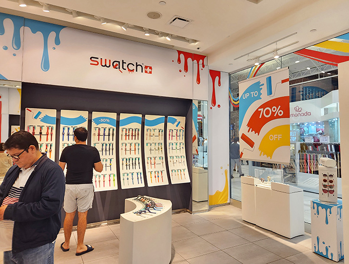 Swatch's explosion of color makes choosing a timepiece feel like selecting from an artist's palette. At 70% off, time literally becomes more affordable.