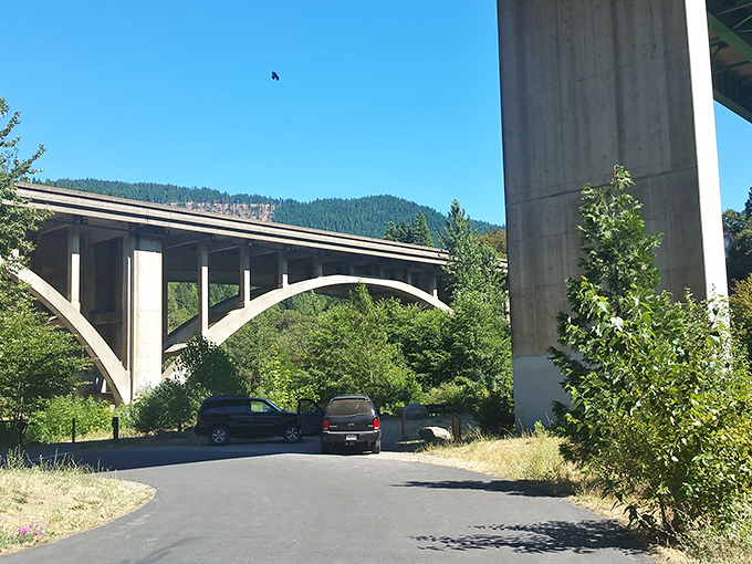 Dunsmuir's impressive bridge architecture frames the lush mountain landscape. Engineering meets natural beauty in perfect Northern California harmony.