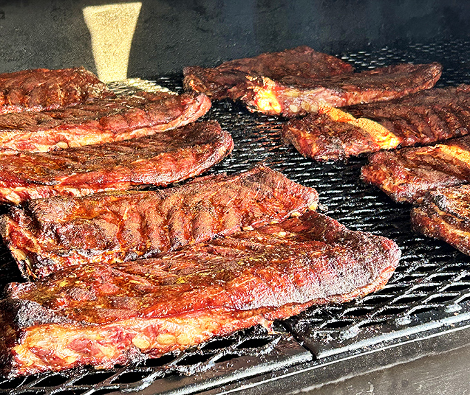 Meat candy for grown-ups. These ribs have the kind of bark that makes tree bark jealous&mdash;nature's got nothing on this smoke ring.