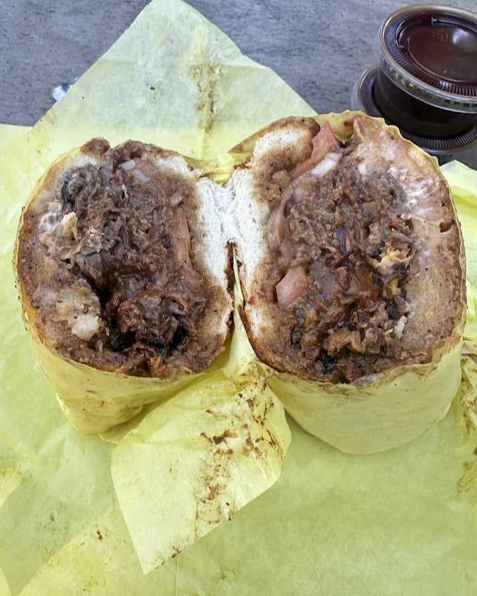 Behold the tri-tip sandwich in all its glory&mdash;meat so tender it practically files its own divorce papers from the cow.