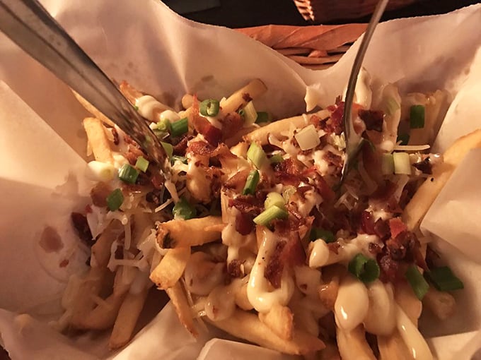 Loaded fries that make you question every other potato you've ever eaten. The bacon bits and green onions are just showing off at this point.