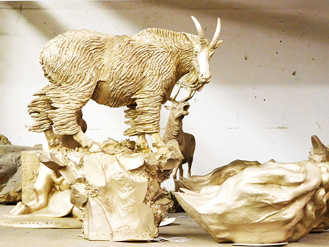 This bronze mountain goat sculpture isn't just art – it's a testament to Joseph's renowned bronze foundries where wildlife comes to life without the unpredictable temperament.