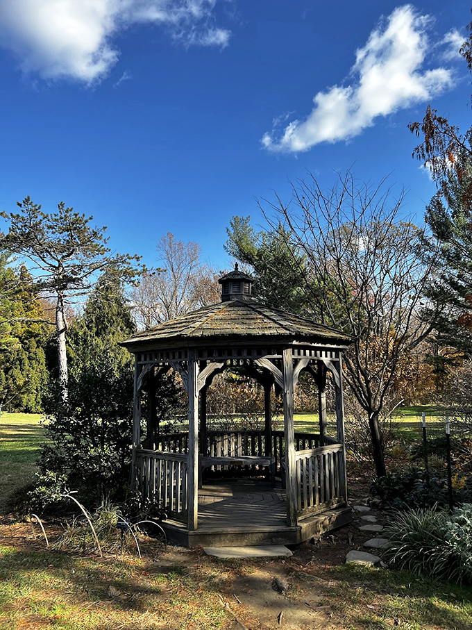 The gazebo that launched a thousand wedding photos. Even on cloudy days, this charming structure seems to create its own patch of sunshine.