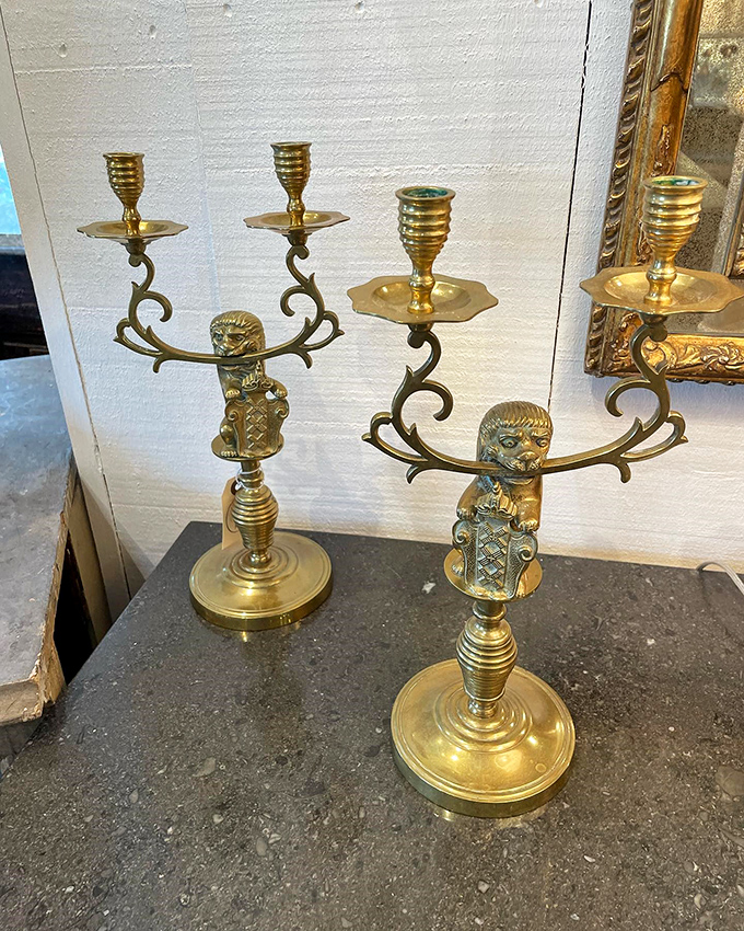 Brass candlesticks that have likely illuminated centuries of dinners, secrets, and celebrations. Downton Abbey, eat your heart out!