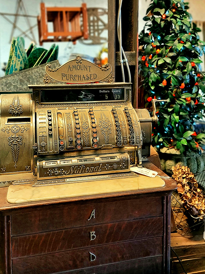 This antique National cash register isn't just counting dollars&mdash;it's counting stories. Imagine the transactions it's witnessed over decades of commerce.