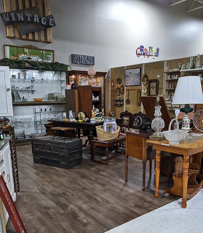 The vintage section isn't just furniture&mdash;it's time travel. That trunk probably has more stories than your uncle after three glasses of wine.
