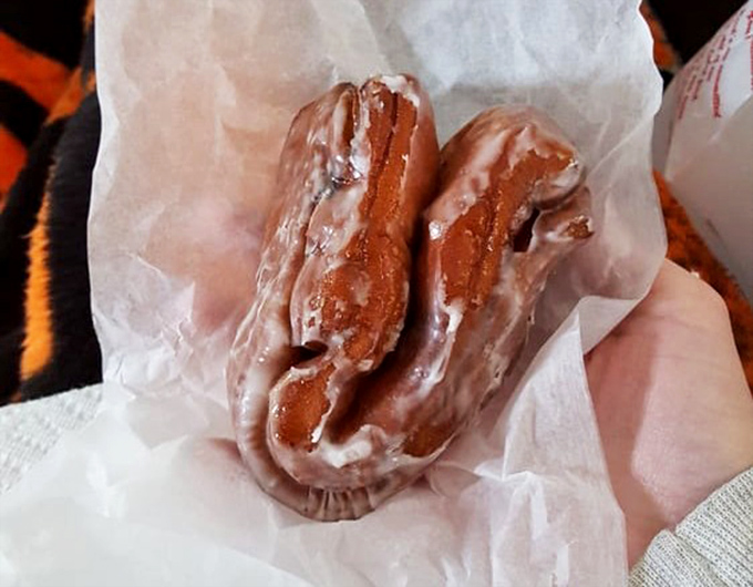 This apple fritter isn't just a pastry &ndash; it's a crispy, glazed monument to what happens when apples meet dough in pastry paradise.