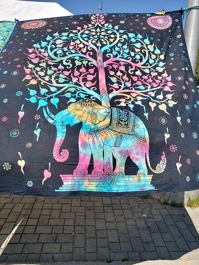 This isn't just a tapestry; it's a statement piece that transforms dorm rooms into sanctuaries. Berkeley's bohemian spirit captured in vibrant elephant artwork.