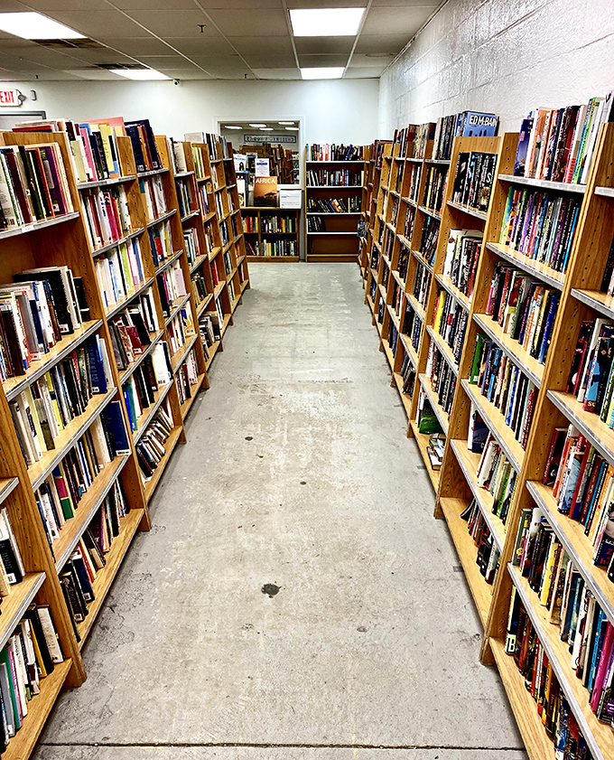 Bookworms rejoice! These well-organized shelves hold literary adventures for pennies on the dollar. Your next favorite read is hiding here somewhere.