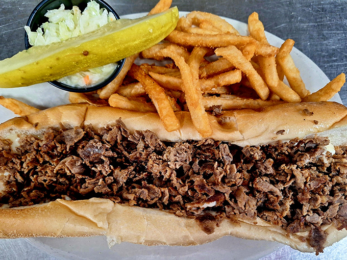 This Philly cheesesteak sandwich isn't just a meal&mdash;it's a Pennsylvania handshake. Those golden fries are the perfect supporting cast.