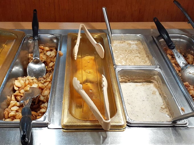 Breakfast buffet stations gleaming with promise&mdash;where decisions are tough and second helpings are practically mandatory.