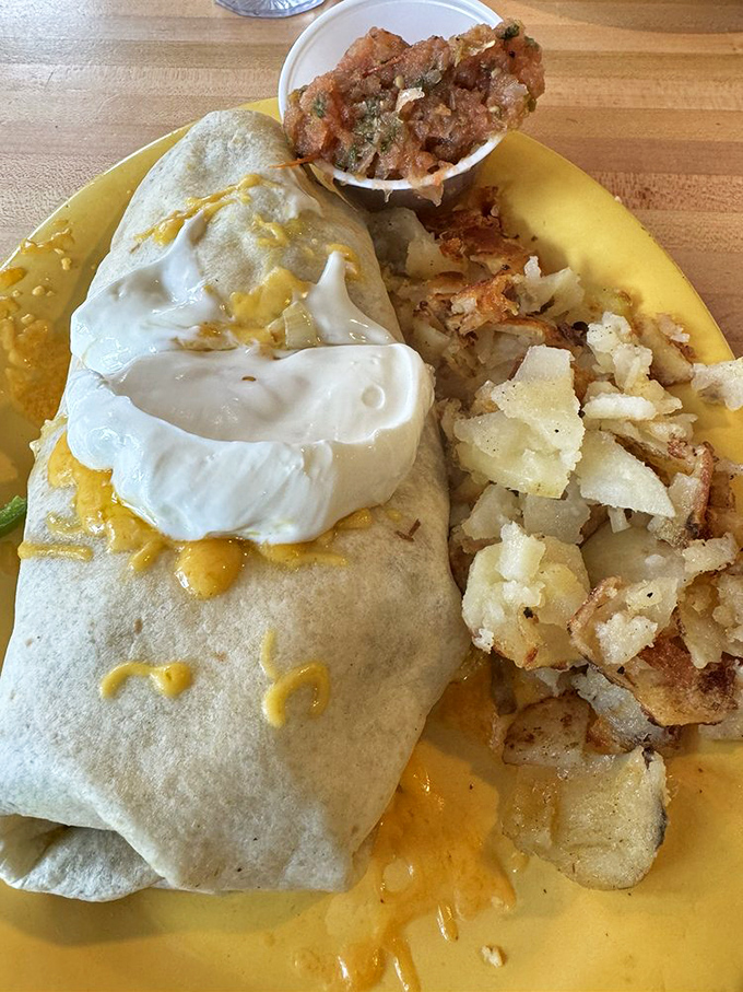 Breakfast burritos should require two hands and make you question if you'll need lunch. This one checks both boxes with delicious authority.