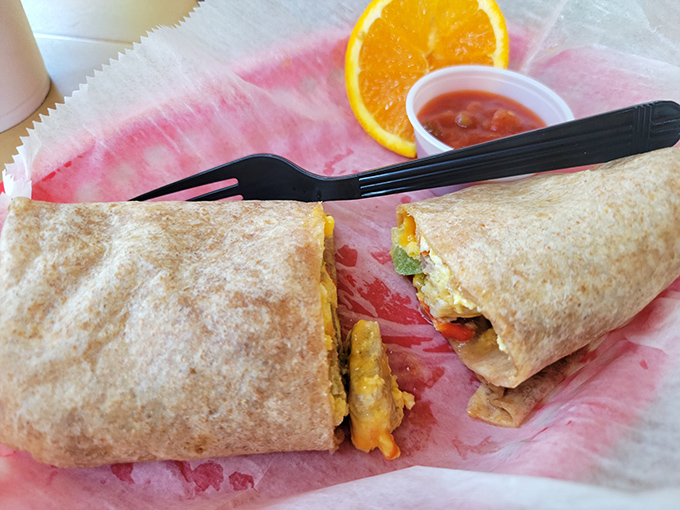 The legendary breakfast burrito in all its glory&mdash;where eggs, cheese, and veggies unite in a tortilla embrace that's worth waking up for.