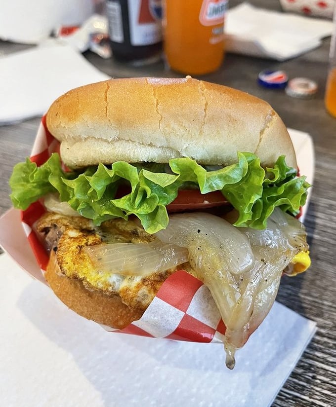 This burger isn't playing hard to get&mdash;melty cheese cascading over the patty like it's auditioning for a food commercial.
