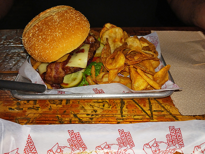 Behold the burger that launched a thousand road trips. Those house-made chips aren't just a side&mdash;they're a supporting character in this delicious story.