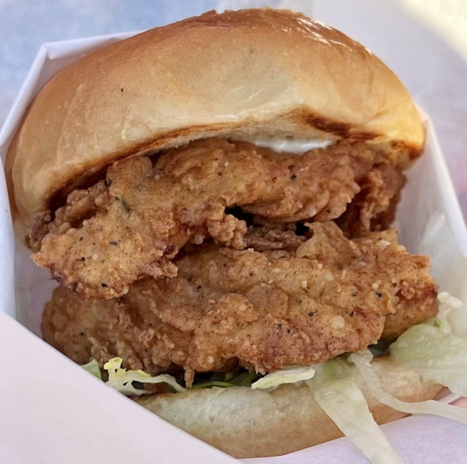 This fried chicken sandwich isn't just crispy&mdash;it's what other fried chicken dreams about becoming when it grows up. Audible crunch guaranteed.