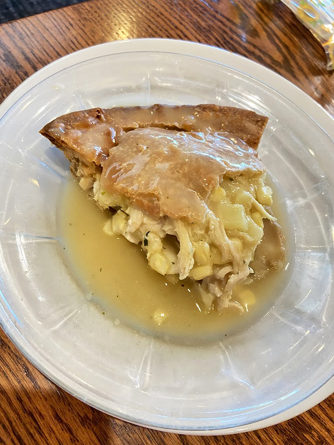 The legendary chicken pot pie in all its glory. Not a pie at all, but a soul-warming bowl of noodles, chicken, and broth that grandma would approve.