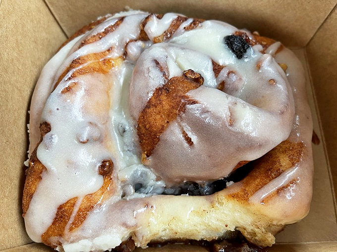 Behold the star of our show! This cinnamon roll isn't just breakfast&mdash;it's an event, with layers that unfold like a delicious story.