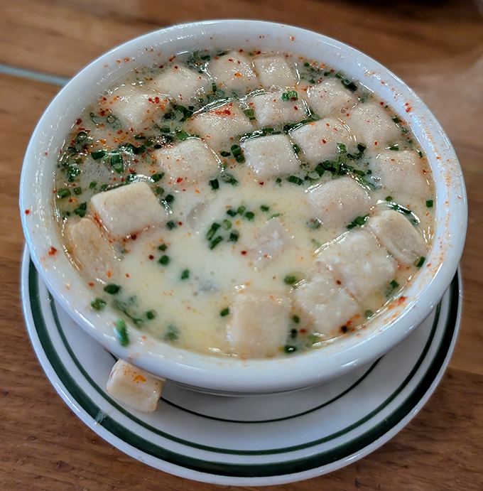 New England clam chowder so perfectly executed, you'll wonder if they secretly imported a weathered fisherman from Cape Cod to make it.