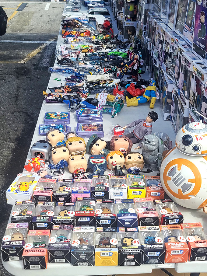Pop culture paradise! From Baby Yoda to superhero collectibles, this stall is where childhood nostalgia meets adult disposable income.