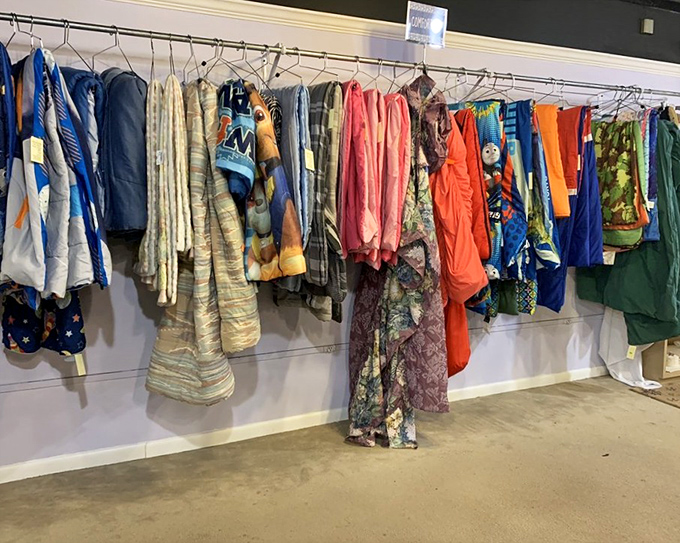 A rainbow of textiles tells stories of homes past, waiting to bring color and comfort to yours for pocket change.