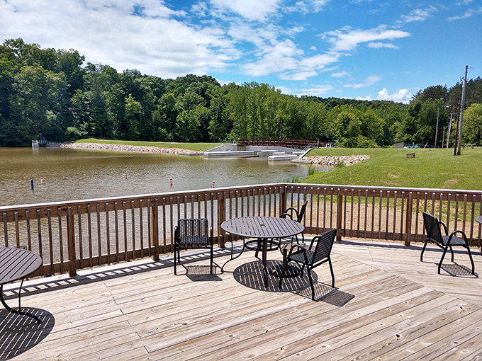 Lakeside relaxation station where coffee tastes 37% better than at home. Science can't explain it, but your taste buds won't argue.