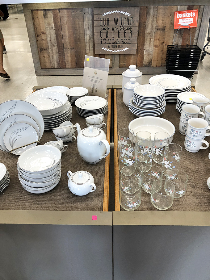 A biblical quote watches over elegant place settings that could host anything from Thanksgiving dinner to your next book club meeting.