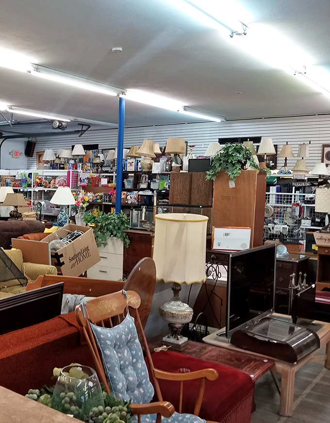 Lamps, furniture, and home d&eacute;cor create a maze of possibility. It's like someone deconstructed a Pottery Barn and reassembled it at quarter price.