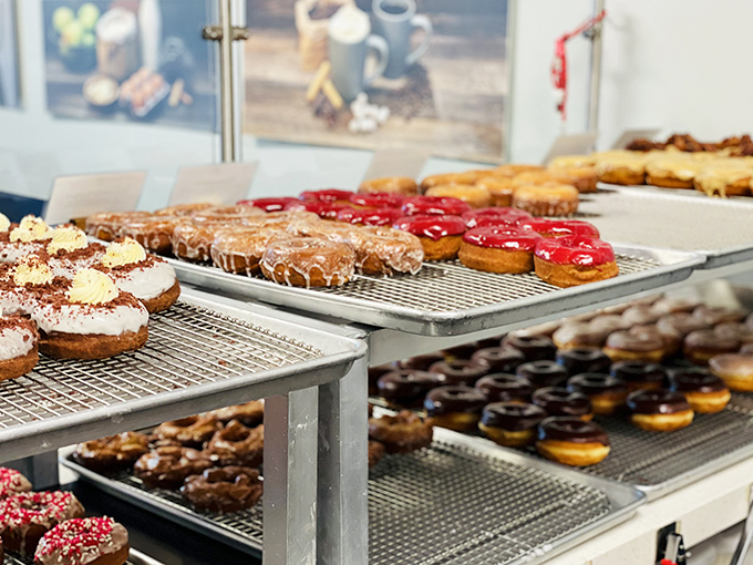 Donut heaven exists, and it looks exactly like this&mdash;rows of glazed perfection waiting to make your day exponentially better.