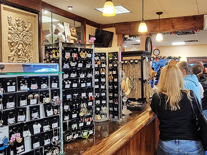 A jewelry counter that rivals Tiffany's in variety, if not in price. Each piece tells a story waiting for its next chapter.