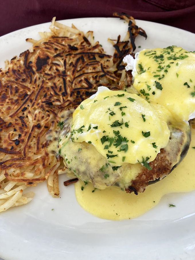 Behold the legendary Eggs Benedict that launches thousand-mile road trips. That hollandaise sauce&mdash;sunshine-yellow and velvety&mdash;cascades over perfectly poached eggs like a breakfast waterfall.