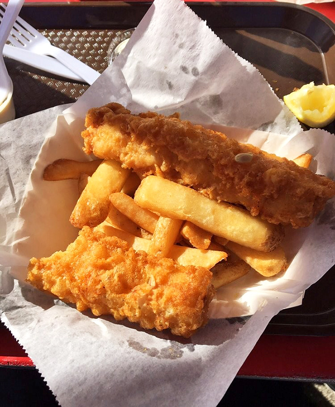 Golden-battered perfection arrives in a humble basket &ndash; this is what fish and chips dream of becoming.