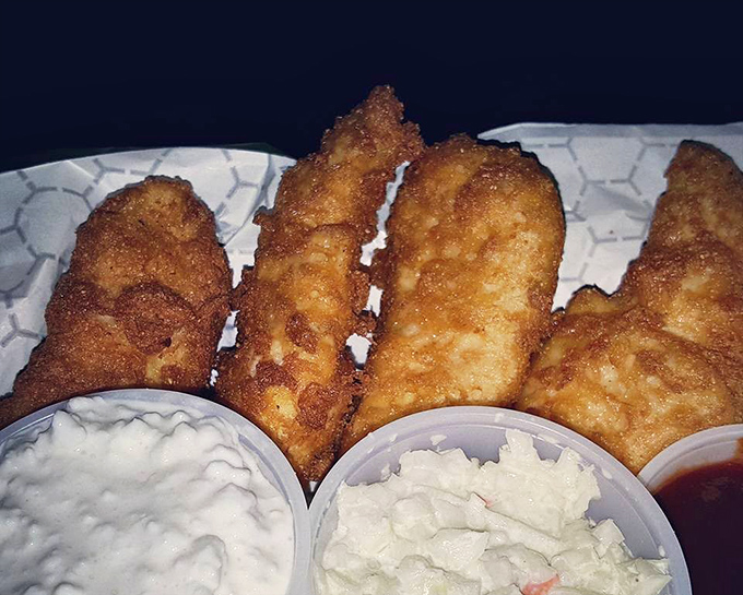 Golden-brown perfection that makes Colonel Sanders weep with envy. These hand-breaded chicken strips demand to be dunked in that creamy dipping sauce.