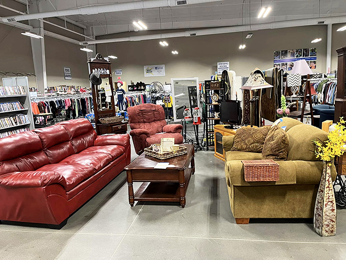 Living room vignettes that tell stories of homes past and future. That red leather sofa has seen things – and is ready to see more in your living room.