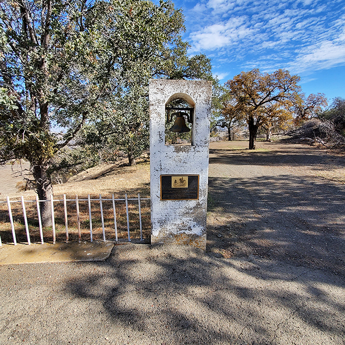 This historic bell monument stands as a silent sentinel to Coalinga's past, where history doesn't come with an admission fee.