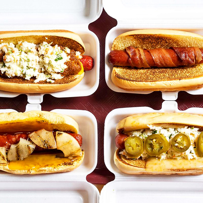 Hot dog heaven on a plate! From classic slaw dogs to bacon-wrapped beauties, each one a masterclass in the art of simplicity.